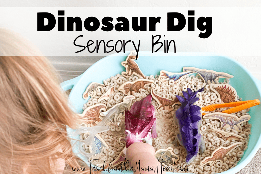 Dinosaur Dig Sensory Bin - Teach from the Mama Heart